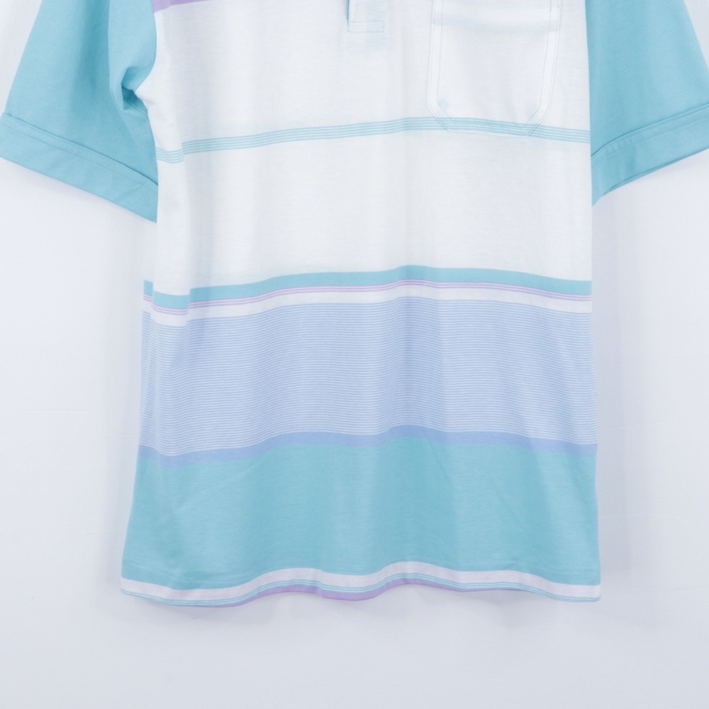 80s Streetwear Mens Medium Color Pastel Polo Shirt - Gem